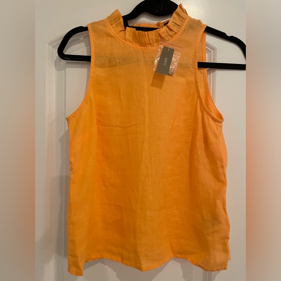 J. Crew | Tops | J Crew Linen Ruffle Neck Tank | Poshmark